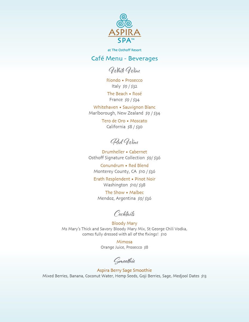 Spa Café | The Osthoff Resort